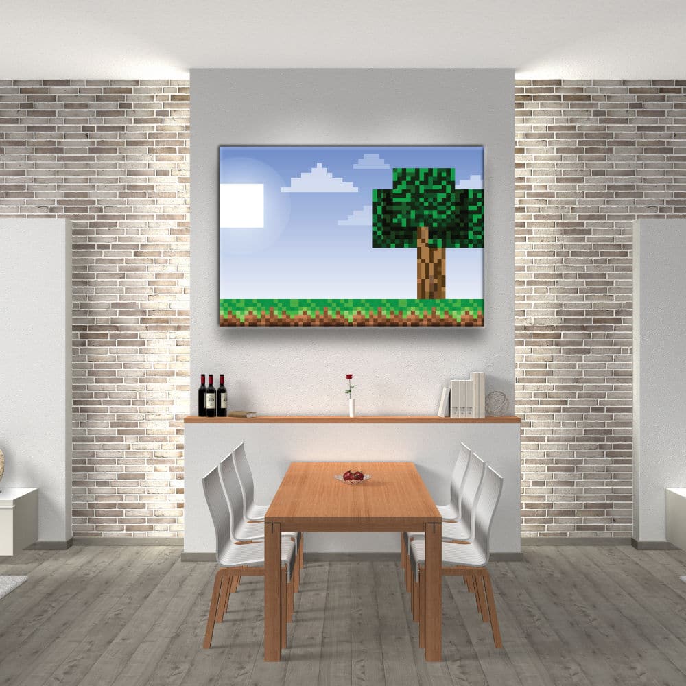Cuadro Minecraft árbol con sol • Cuadros Tabloide